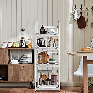 ECOMEX 4 Tier Foldable Bookshelf Storage Rack for Home Bedroom Office, Paint White