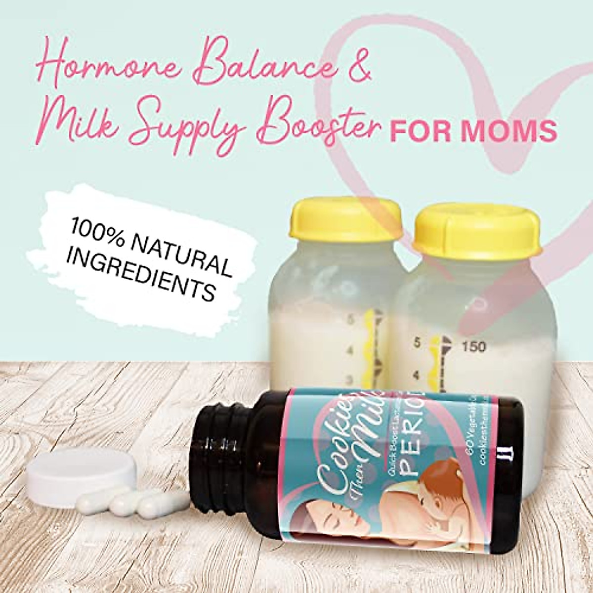 Cookies, Then Milk Quick Boost Lactation Capsules, Pumping & Breastfeeding Supplement Support for Breast Milk Supply, Lactation Support Capsules, Quick Boost Period Caps