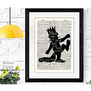 Wild Things - Decor - 4 piece set - Dictionary Art Print Quotes and Sayings Print - UNFRAMED 8 X 10 inches
