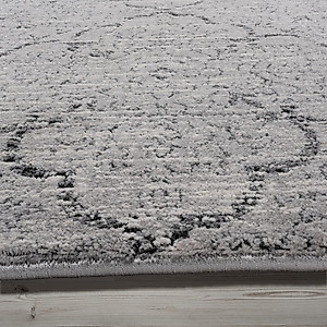 Gertmenian Premium High Low Machine Woven Rug | Easy-Cleaning & Non-Shedding | Living Room, Dining Room, Bedroom, Office | 2x8 Ft Runner, Soller Gray, 23409