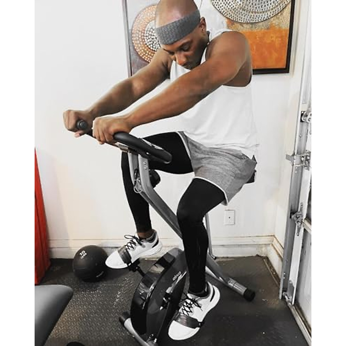 ATIVAFIT Exercise Bike Foldable Fitness Indoor Stationary Bike Magnetic 3 in 1 Upright Recumbent Exercise Bike for Home Workout (Grey)