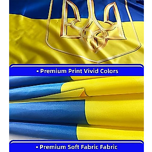Voudlye Ukraine Flag 3x5 Ft and 3Ply Garden Flags 12×18 Inch Ukrainian National Flag with Coat of Arms Trident Flags Double Sided Print - Fade Proof Outdoor Garden Decor