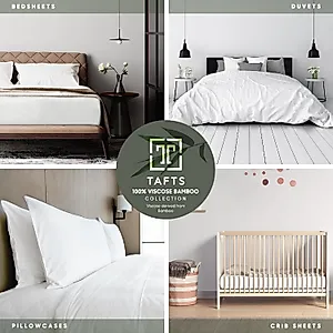 Tafts Duvet Cover Set, King Size - 100% Viscose Duvet Set - 400TC Duvet & 2 Pillow Shams - 3 Pieces - Silk Feel, Cooling, Anti-Static (Cool White)