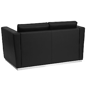 Flash Furniture HERCULES Trinity Series Contemporary Black LeatherSoft Loveseat with Stainless Steel Base