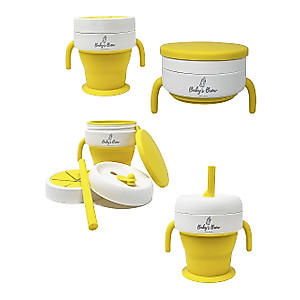 Baby's Brew The 2 in 1 Collapsible Snack and Straw Cup -Yellow