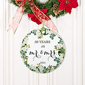 50 Year Anniversary Ornament 2023, 50th Anniversary Collectible Holiday Christmas Ornaments, 50 Years as Mr and Mrs Wedding Anniversary for Parents,Couple, Christmas Tree Ornaments 2023