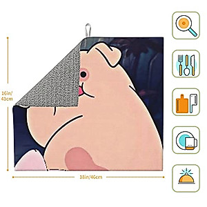 Funny pigs Printed Drying Mat For Kitchen Ultra Absorbent Microfiber Dishes Drainer Mats Non-Slip Silicone Quick Dry Pad - 18 X 16inch