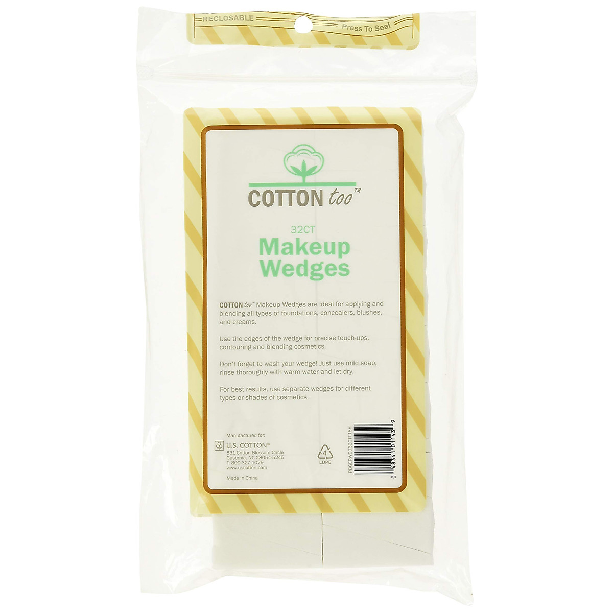Cotton Too Premium Latex-free Cosmetic Wedges, 32 Count (Pack of 6)