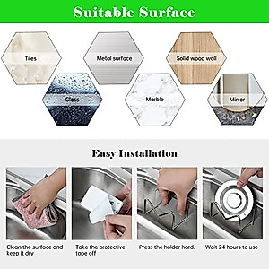NiHome 2PCS Adhesive Sponge Holders SUS304 Stainless Steel Mini Kitchen Sink Caddy Set, Two Small Sizes for Kitchen Accessories Brushes Scrubs Rustproof Waterproof Quick-Drying Minimal Space Saving