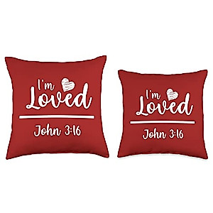 Jesus & Christian Valentines Day Gifts Clothing Religious Valentines Christian Bible Loved John 3 16 Throw Pillow, 16x16, Multicolor