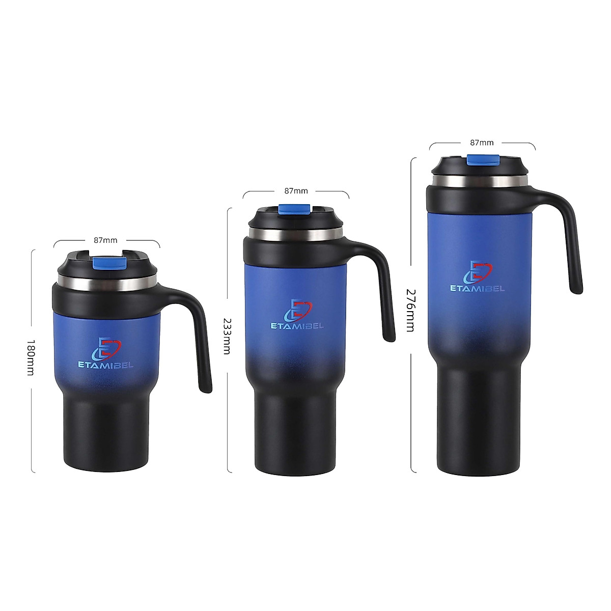 ETAMIBEL 20oz Double Wall Stainless Steel Vacuum Insulated Tumbler with Handle Straw Lid Straw Toppers Straw Brush | Thermos Flask for Water Iced Tea Coffee Smoothie and More| Portable Mug For travel