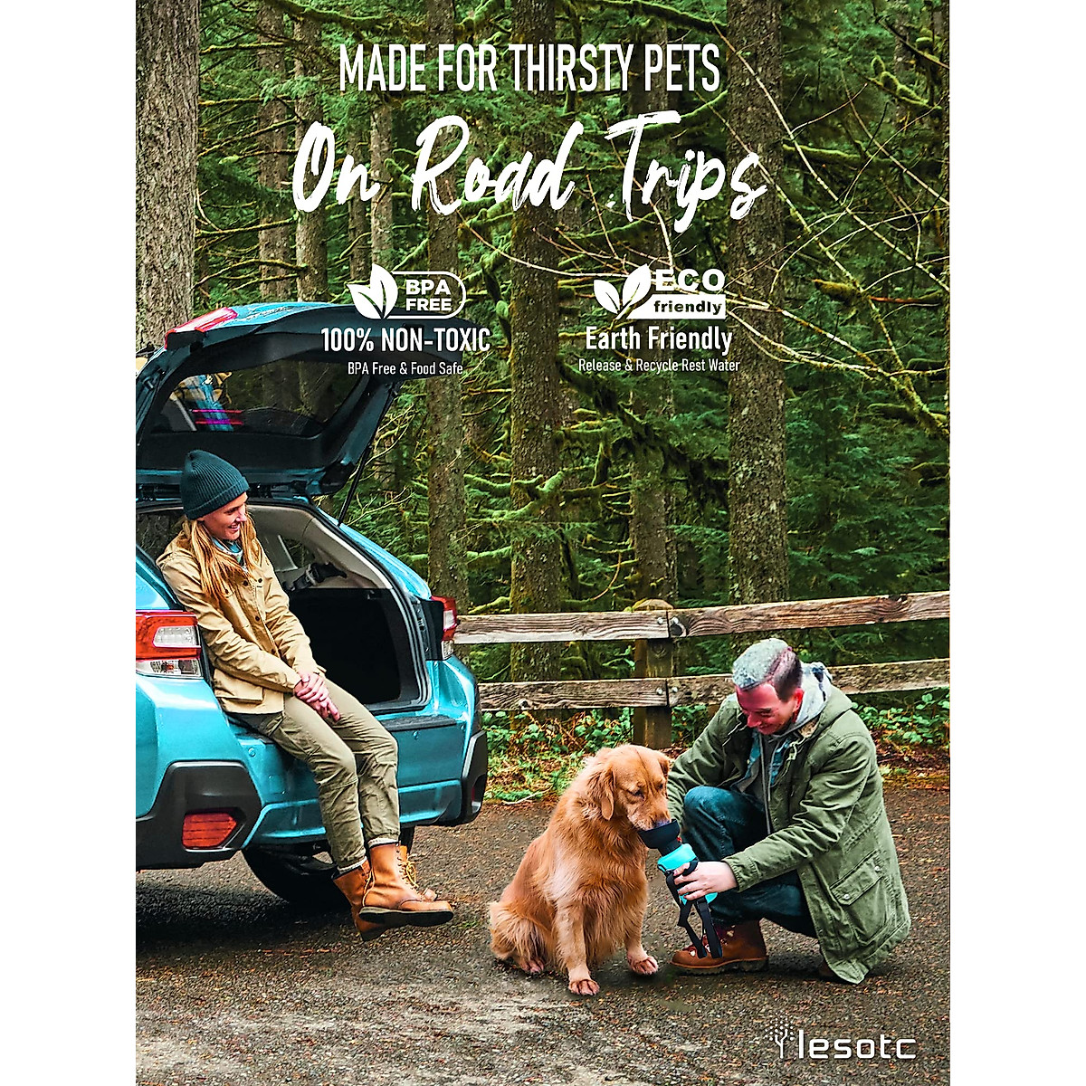 Lesotc Dog Water Bottle, Portable Dog Water Dispenser, Leak Proof Dog Travel Water Bottle, Squeeze Pet Water Bottle for Walking On The Go, Dog Hiking Accessories for Outdoor, Hiking, Travel