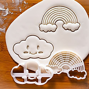 Set of 2 Rainbow cookie cutters (Designs: Kawaii Cloud and Rainbow), 2 pieces - Bakerlogy