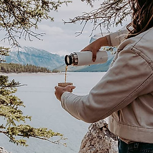 Hastings Collective FIKA Slim Coffee Travel Mug Tumbler - Stainless Steel Vacuum Insulated Thermos Cup with Spill Proof Lid, 17oz (500ml) (White)