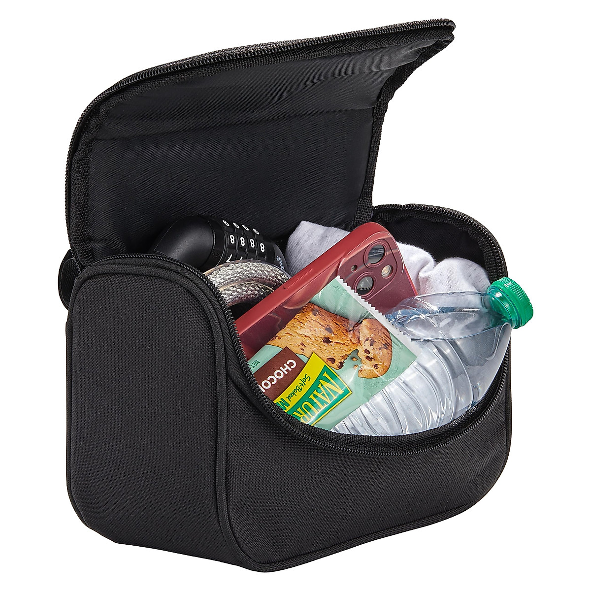 Schwinn Bike Handlebar Bag, Easy to Install, Front Bag Mounted Bicycle Accessories, Waterproof and Zippered, Black