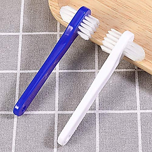 Artibetter 2Pcs Denture Brushes Double-sided False Teeth Toothbrush Denture Cleaning Tool (White + Blue)