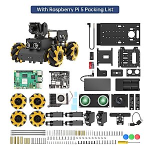 HIWONDER Raspberry Pi 5 4GB AI Vision Robot Car Kit Mecanum Wheels Robot, 2DOF HD Camera Python Progamming Open Source DIY Robot Kit for Teens
