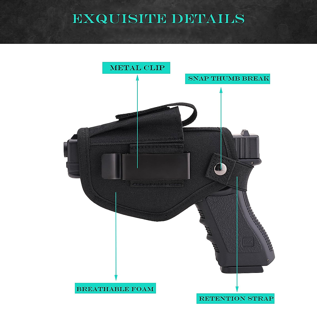 TACWINGS Universal Concealed Carry Gun Holsters for Men/Women,IWB/OWB 380 9mm Holsters for Pistols,Fits Glock 19,17,23,26,43- S&W M&P Shield/ 40/45 /, Similar Handguns