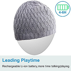 Rotibox Bluetooth Beanie Hat, Winter Knit Cap with Wireless Stereo Headphone Headset Earphone Speaker Mic Hands Free for Outdoor Sports Skiing Snowboarding Running Jogging Camping, Gray