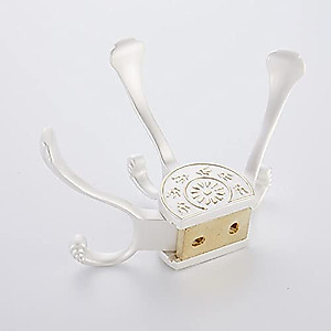 Clothes Hook,Wall Hooks Folding Heavy Duty Screw in Bathroom Coat Hooks Swivel Modern Metal Wall Mounted for Entry Kitchen Hanging Towel Hat Pack Bag Key Holder Organizer Rack, Bronze (Color : White