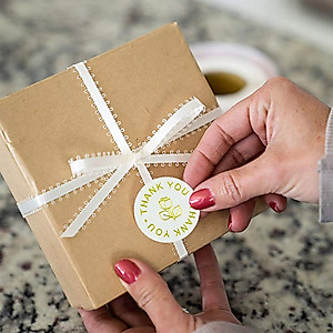 FUYIOCN Thankyou Stickers 500 Pcs 1 Inch Round Labels Envelope Supplies Packaging Bag Sticker (6 Style-Gold)