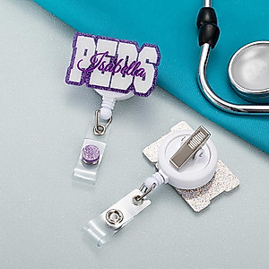 Custom Cute Name Retractable Badge Reel RN CNA LPN CMA MA PCT LVN BSN PT FOC LAB MLS Badge Reel for Nurses | Personalized Acrylic Nurse Badge Holder RN | Nurse Id Decor | Nurse Gift Doctor Gift