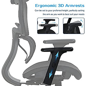 Home Office Chair Mesh Desk Chair Ergonomic Oiifce Chair with 3D Arms Back Lumbar Support Swivel Rolling Task Chair(Black)