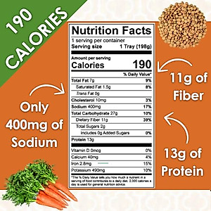 Miss Olive's Lentil & Beef with Vegetables in a Hearty Sauce, Shelf Stable, Lower Sodium Ready Meal (Pack of 6)