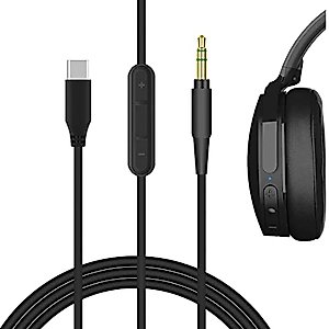 GEEKRIA USB-C Digital to Audio Cable with Mic Compatible with Skullcandy Hesh Evo, Hesh ANC Cable, Replacement Type-C Aux Audio Cord with Inline Microphone and Volume Control (4 ft/1.2 m)
