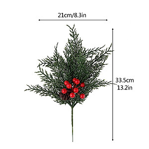 HYLYING 10 PCS Artificial Pine Branches Faux Cedar Sprigs with Pinecones Branch Fake Greenery Pine Picks for Christmas Holiday Winter Home Garden Decor, A1