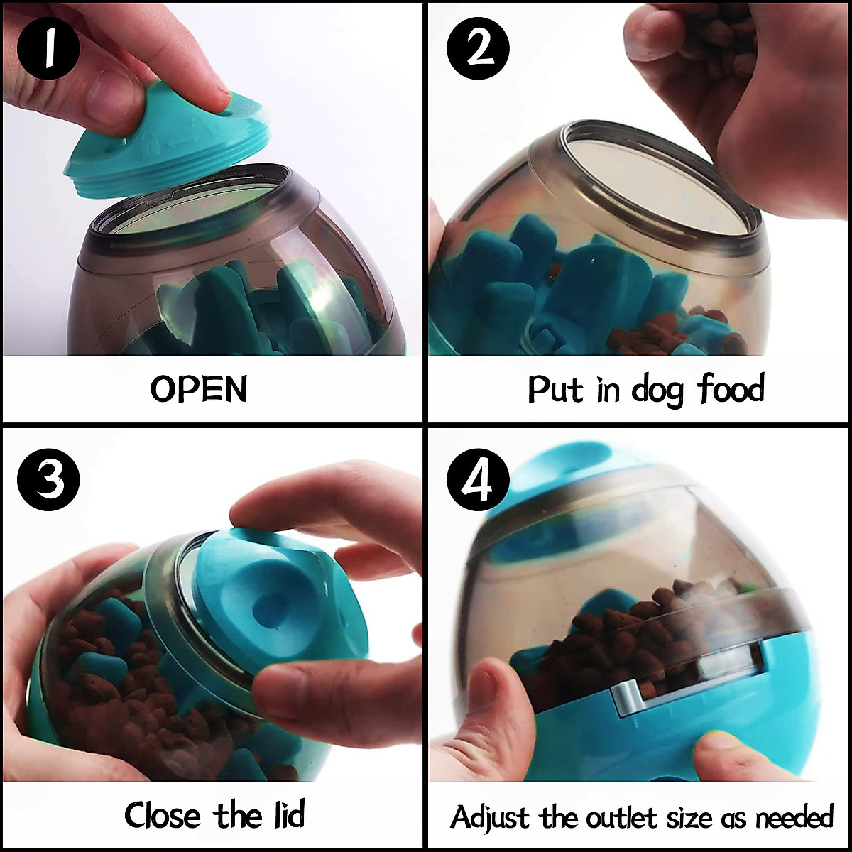 JZXOIVA Dog Treat Ball, Adjustable Dog Treat Dog Ball Dispensing Dog Toys, Interactive Food Puzzles Ball for Dogs, Pet Slow Feeder Ball