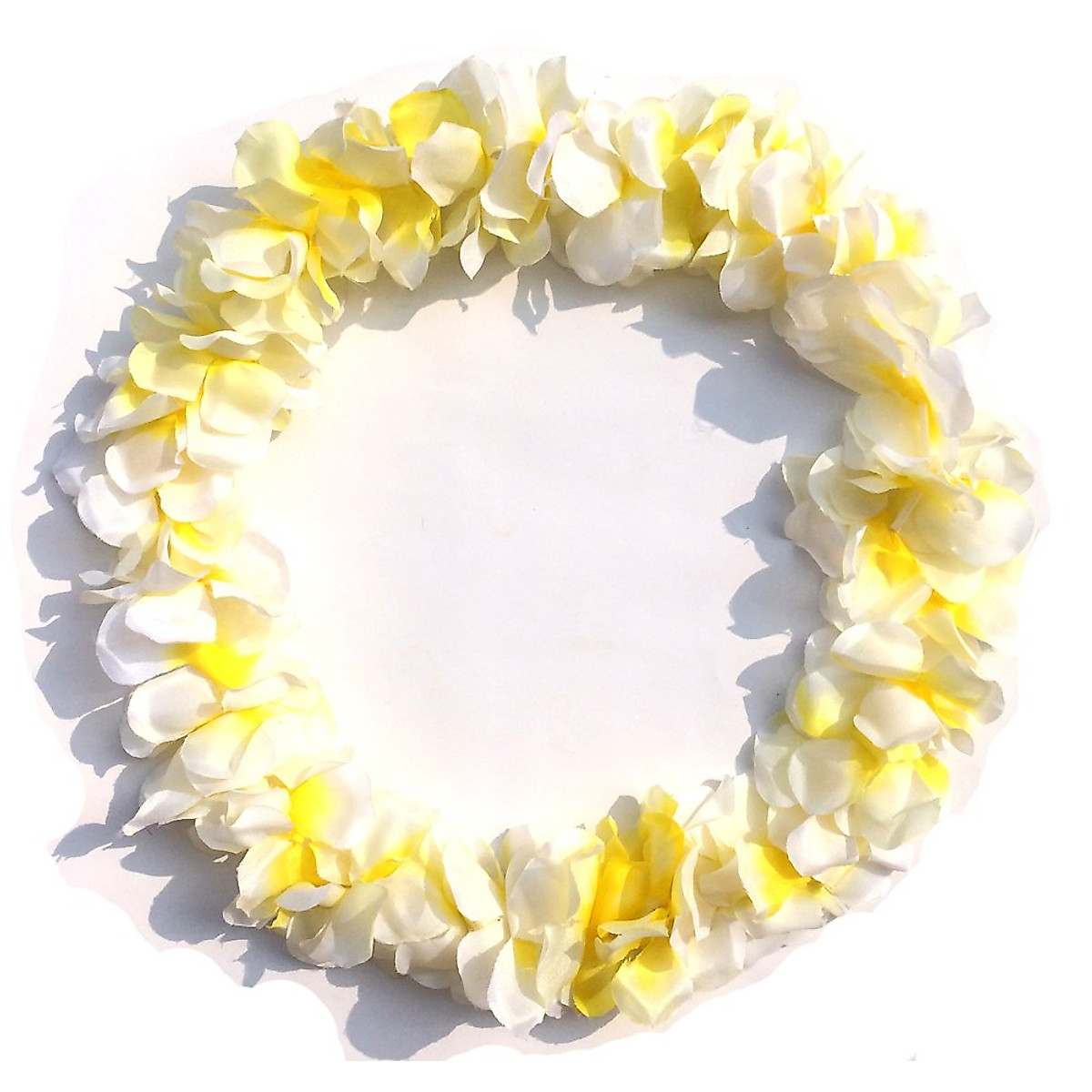 LITTLE FEATHER Large White Flower Leis for Tropical Hawaiian Luau Bridal Shower Party Favors,Pack of 6Pcs