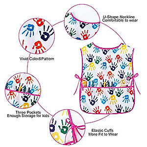Kids Art Smock Girls Boys Artist Painting Apron with Pockets Sleeveless Smocks for Child 2-7 Years