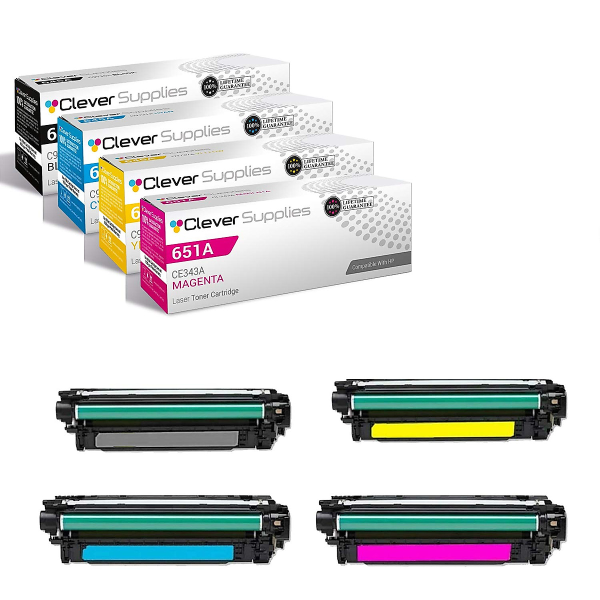 CS Compatible Toner Cartridge Replacement for HP M775 CE340A Black CE341A Cyan CE342A Yellow CE343A Magenta HP 651A LJ Enterprise 700 Color MFP M775D 4 Color Set