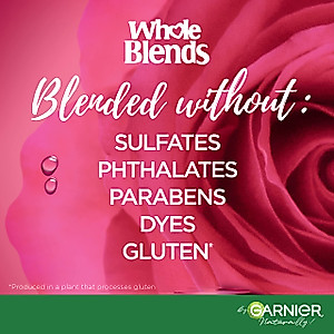 Garnier Whole Blends Sulfate Free Remedy Red Rose & Vinegar Color Protecting Shampoo and Conditioner Set for Color Treated Hair with Sample, 12 Fl Oz, 1 Kit (Packaging May Vary)