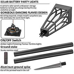 Solar Torch Lights Outdoor Eycfo Torches Flickering Dancing Flames Garden Landscape Lanterns Patio Pool Pathway Light(Pack 2)