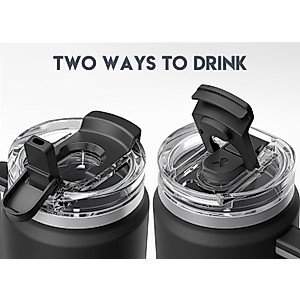 Meoky 40 oz Tumbler with Handle and Straw, Insulated Tumbler with Lid and Straw, Stainless Steel Travel Mug, Keeps Cold for 34 Hours, 100% Leak Proof, Fits in Car Cup Holder (Night)