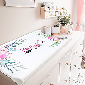 Jundetye Changing Pad Cover for Baby Girls Soft Stretchy Diaper Changing Table Pad Covers, Sister