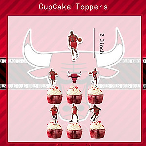 Chicago Bulls Birthday Party Decorations Michael Jordan Themed Basketball Party Supplies 23 Nba Sports Party Favors includes Banner Balloons Cupcakes Cake Topper for Men and Girls Boys