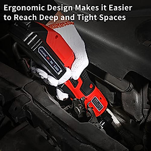 MANUSAGE 3/8" Cordless Electric Ratchet Wrench Set, 20V Cordless 44.25 Ft-lbs 380 RPM Ratchet Kit