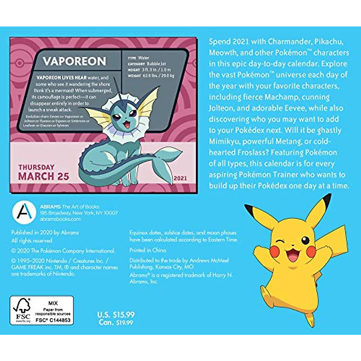 Pokemon 2021 Day-to-Day Calendar