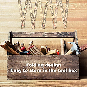 2 Pieces Folding Wood Rulers Measuring Sticks 6.6 Feet Wooden Foldable Ruler Yardstick with Brass Slide Measuring Rule Outside Inches Inside Centimeter Read for Woodwork DIY Craft Carpenter Engineers