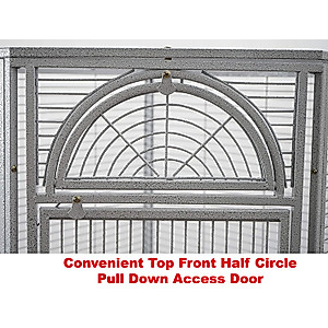 64" Extra Large Corner Flight Bird Parrot Cage for Cockatiel Parakeet Budgies Parrot with Around Metal Seed Skirts, Tight 1/2-Inch Bar Spacing (BlackVein)