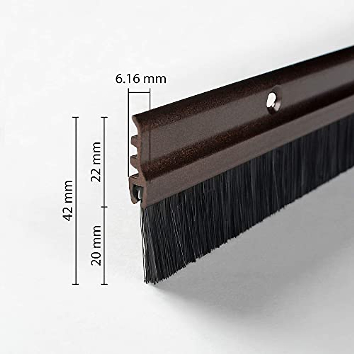 Deco Home Door Seal (1.5" Width X 36.5" Length) Gate Bottom Sealing Strip Draft Stopper with Aluminium Plate & Nylon Bristles for Weather Stripping, Air & Sound Blocking (Dark Brown)
