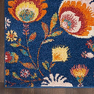 Nourison Allur Floral Navy Multicolor 2' x 3' Area -Rug, Easy -Cleaning, Non Shedding, Bed Room, Living Room, Dining Room, Kitchen (2x3)