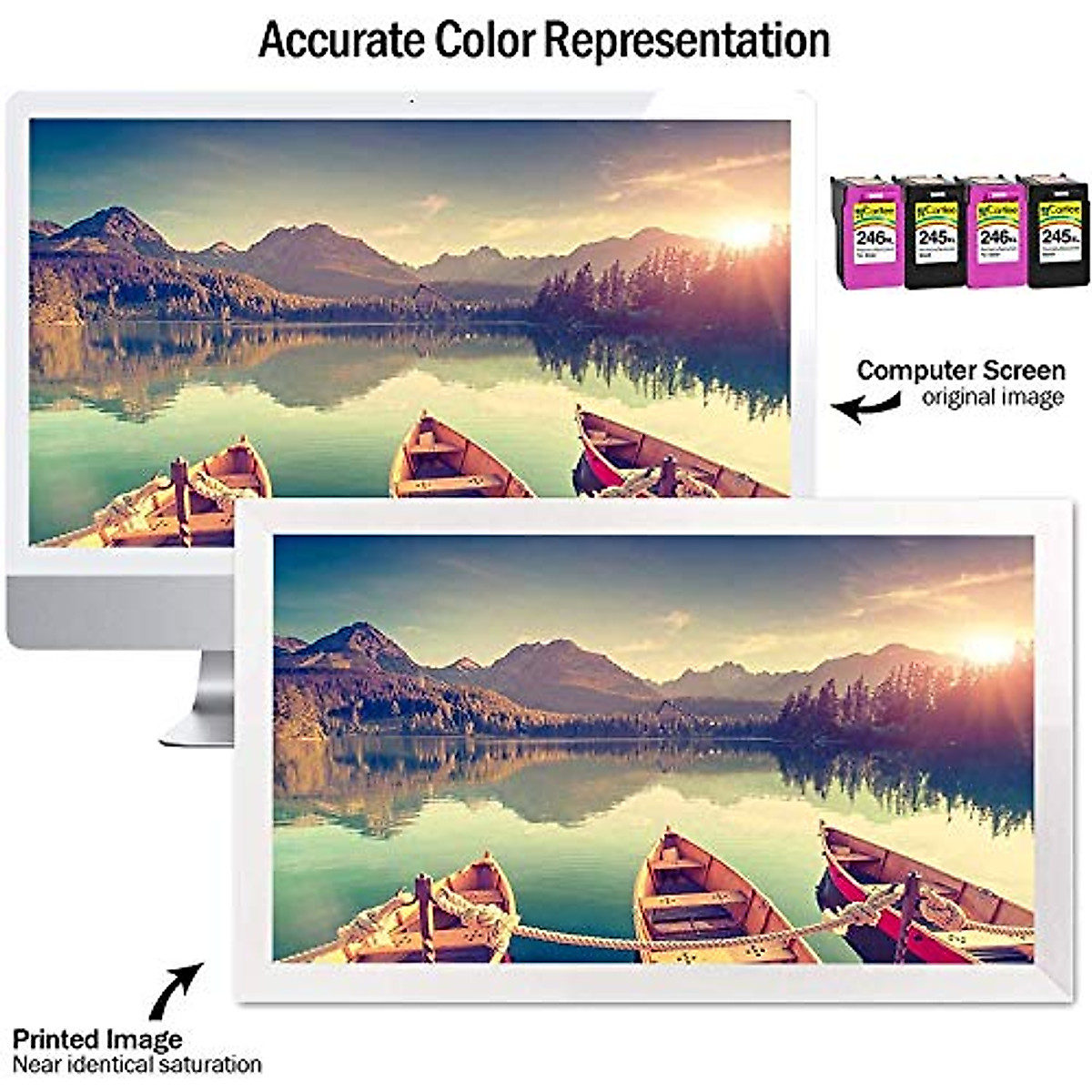 Cartlee 4 Remanufactured PG-245xl CL-246xl High Yield Ink Cartridges Replacement for iP2820 MG2420 MG2920 MG2922 MG2520 MG2924 MX492 Shows Ink Level