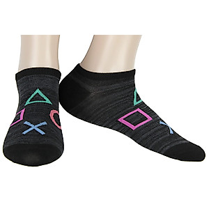 Bioworld PlayStation Adult Logo Icon Controller 3 Pack No Show Ankle Socks