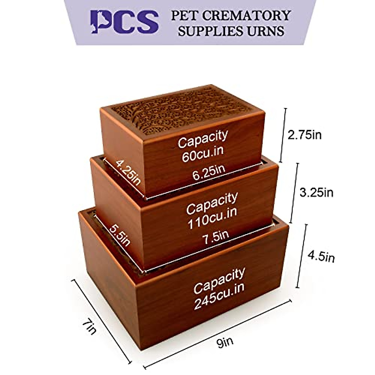 PCS Wooden Pet Urn Tree of Life Dog Urn for Ashes Carved Wood Urn Pet Cremation Box Urns for Dogs Ashes-Small