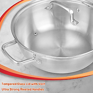 Duxtop Professional Stainless Steel Cooking Pot, 5.7-Quart Stock Pot with Glass Lid, Impact-bonded Technology