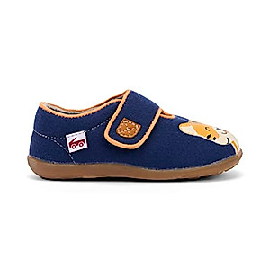 See Kai Run Cruz II - Easy-On Felted Wool Slippers for Little Kids, Dark Blue Tiger 11